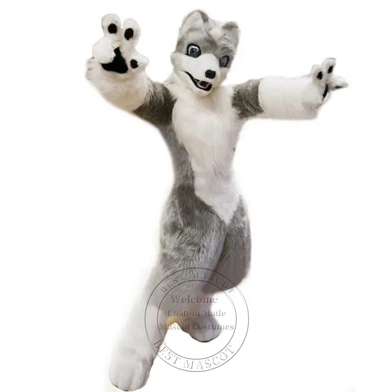 Cute White Grey Wolf Grey Wolf Mascot Costume For Carnival And Anime ...