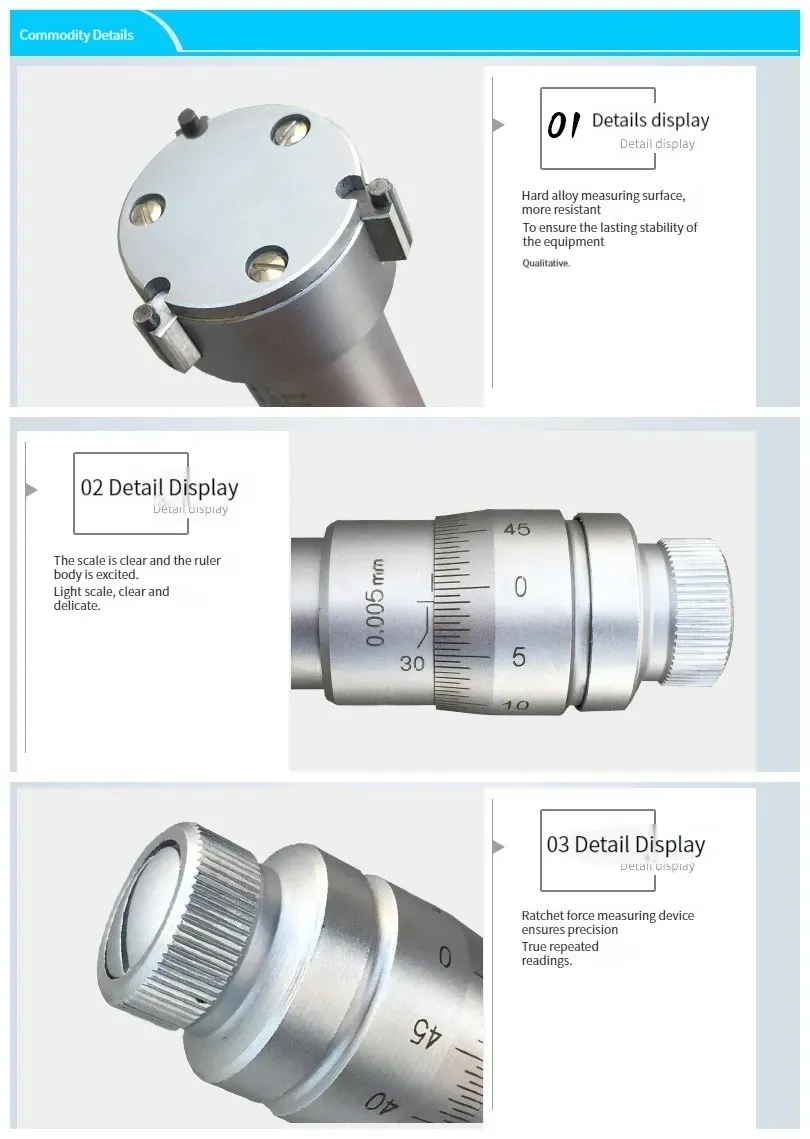 Three-Point Inside Internal outside micrometer Measuring Gauge - 6-8mm ...