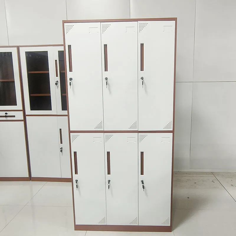 Space-Saving 6-Door Metal Locker - Narrow Changing Room Cabinet ...