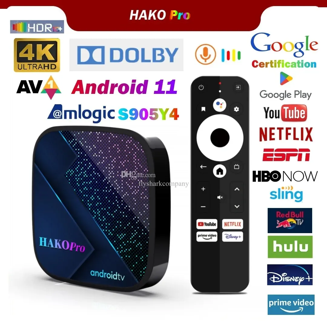 HAKO Pro Android 11.0 TV Box Amlogic S905Y4 2GB/16GB 4GB 32/64GB 4K HDR ...