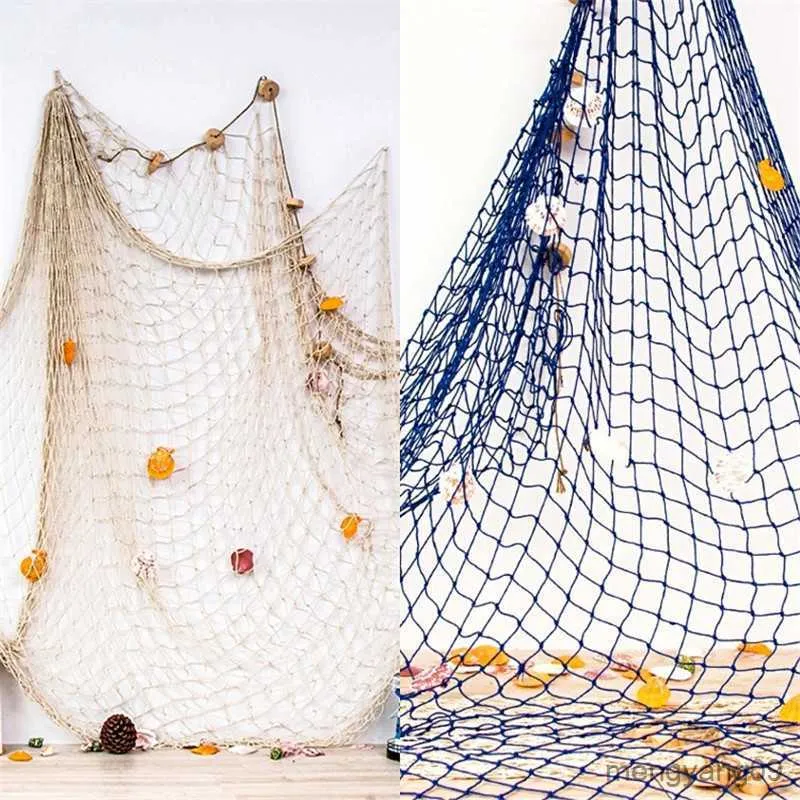 Coastal Decor Fishing Net with Sea Shells - Nautical Wall Hanging ...