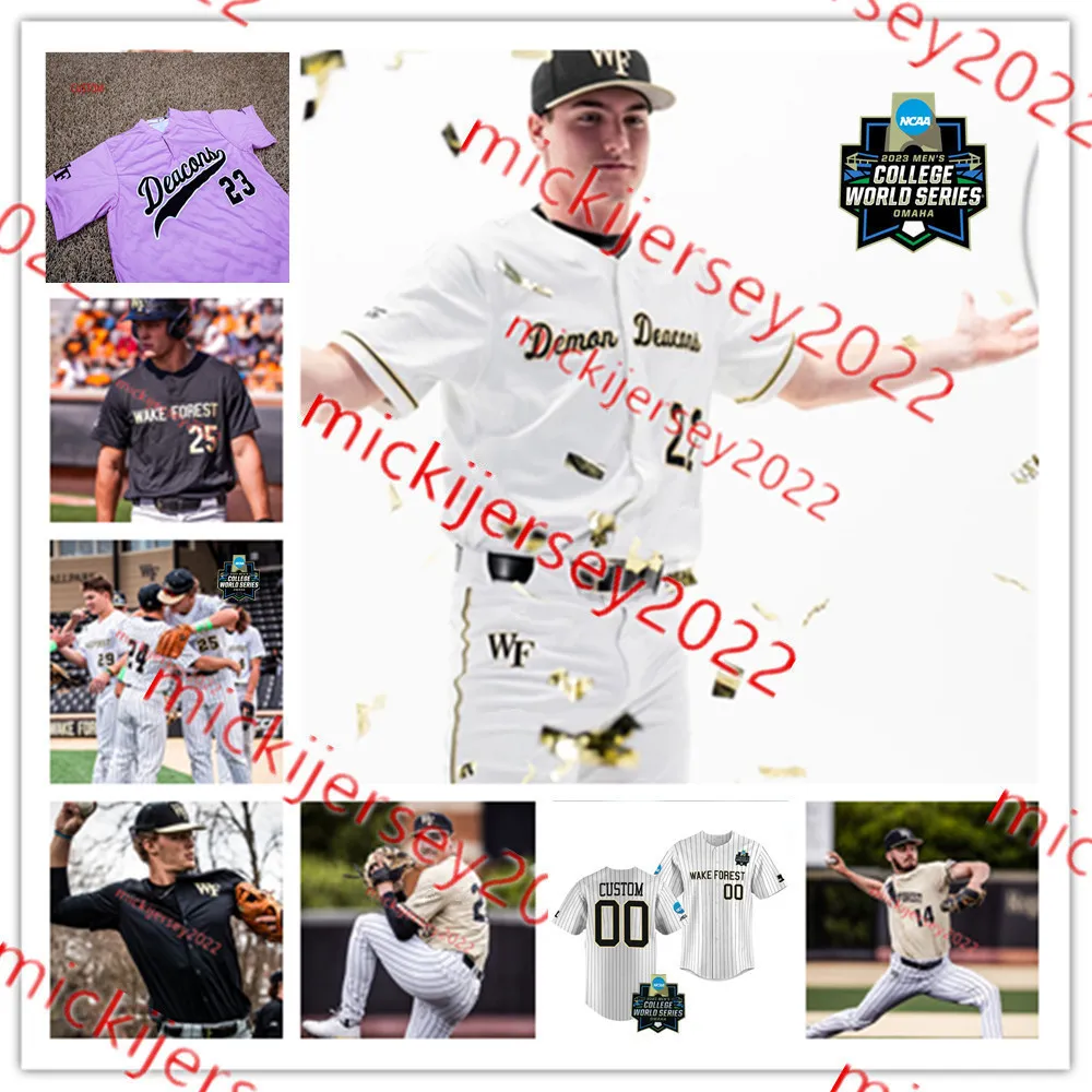 2023 CWS Wake Forest Demon Deacons Baseball Jersey Custom Stitched Mens ...
