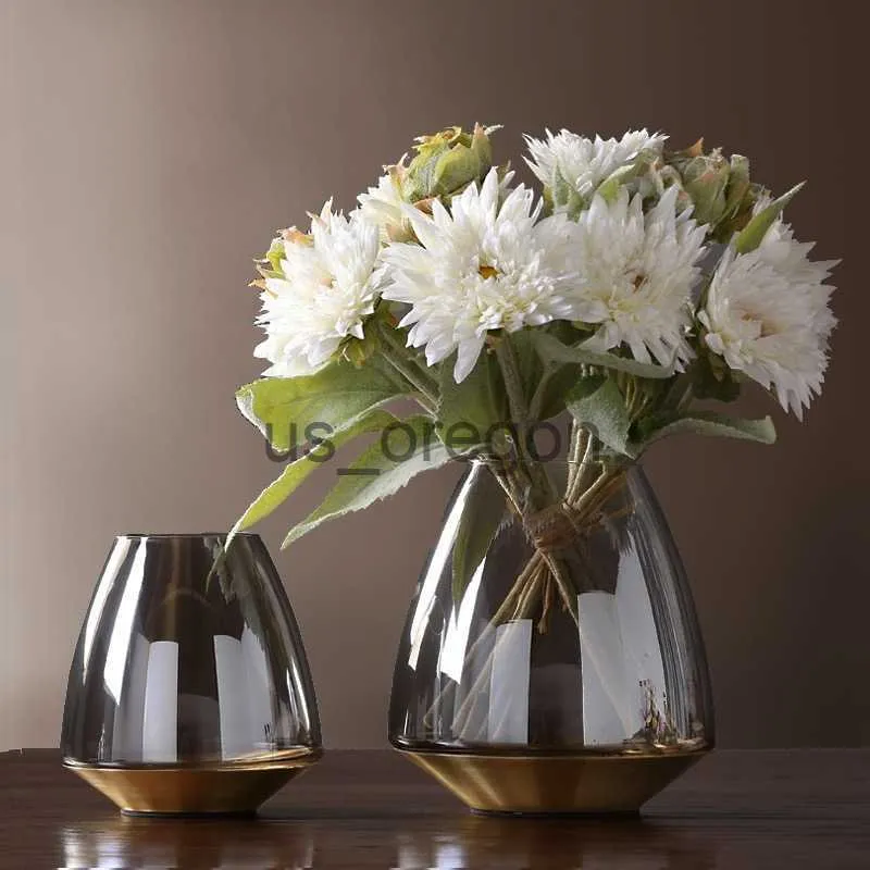 Modern Grey Glass Vase - Coffee Colored Decor, Large Belly Design ...