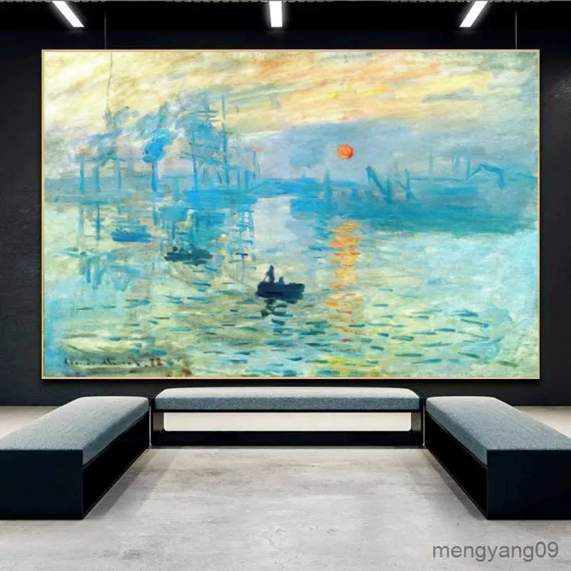 Famous Oil Painting Impression Sunrise Vivid Canvas Art For Living Room ...