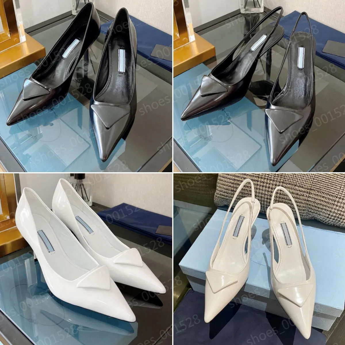 Designer Sandal High Heel Slingback Pumps Elegant Triangle Brushed ...