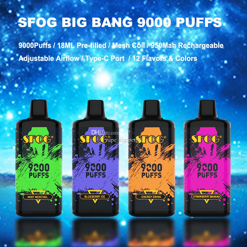 Original SFOG Big Bang 9000 Puffs E Cigarette Vape Disposable Puff 9000 ...