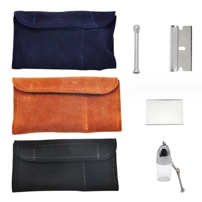 Suede Snuff Kit Snorter Powder Bottle Sniffer Box Pipe Bag Kits Tube ...