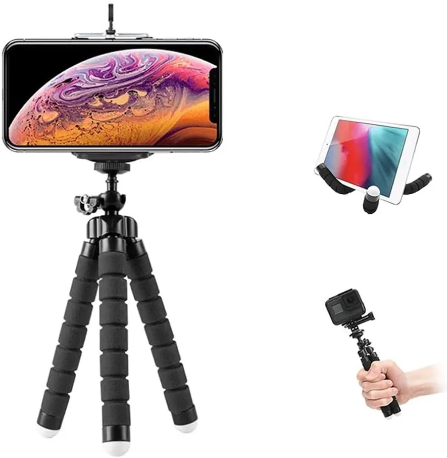 Mobile Phone Tripod Flexible Sponge Tablet Stand Holder With Clip And ...