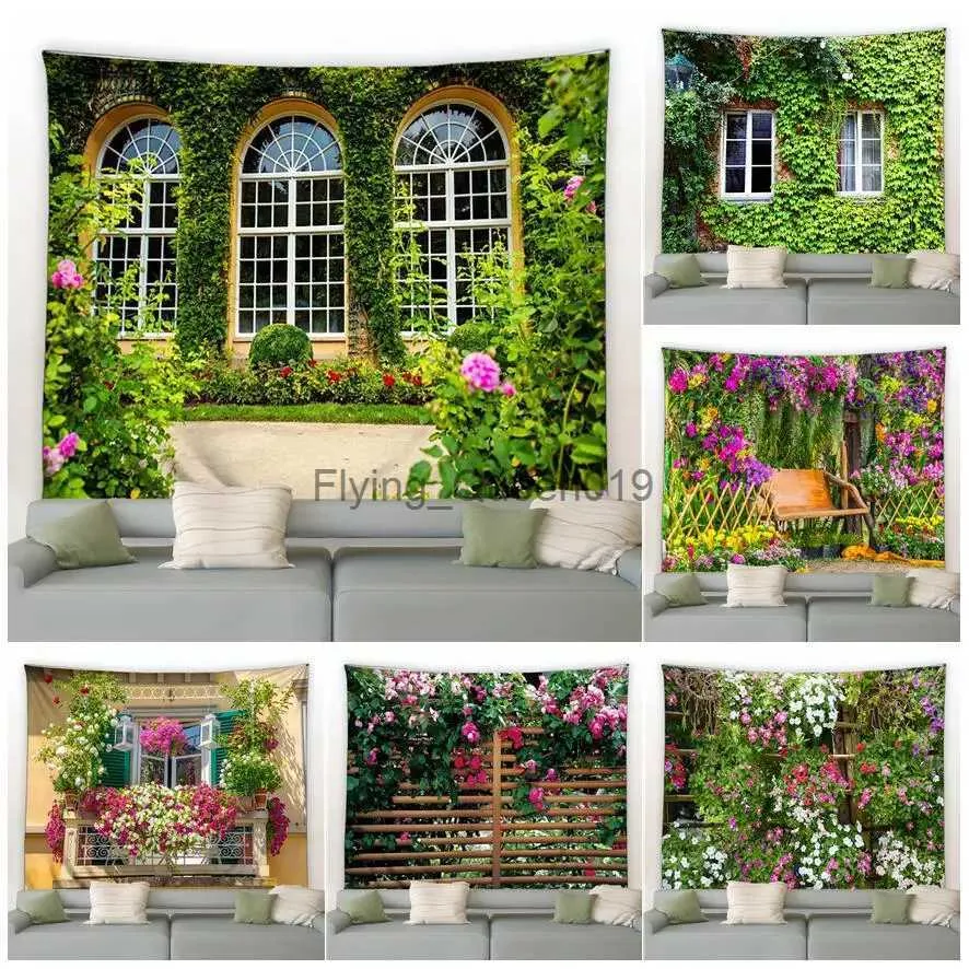 DHgate.com:Spring Fence Landscape Tapestry Wall Hanging for Outdoor ...