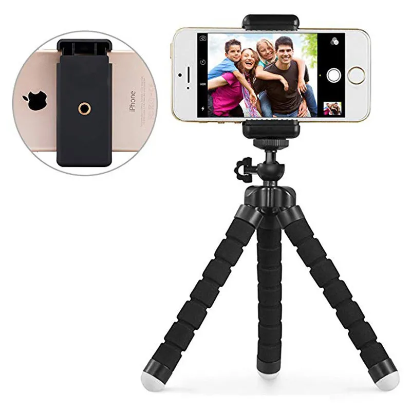 Mobile Phone Tripod Flexible Sponge Tablet Stand Holder With Clip And ...