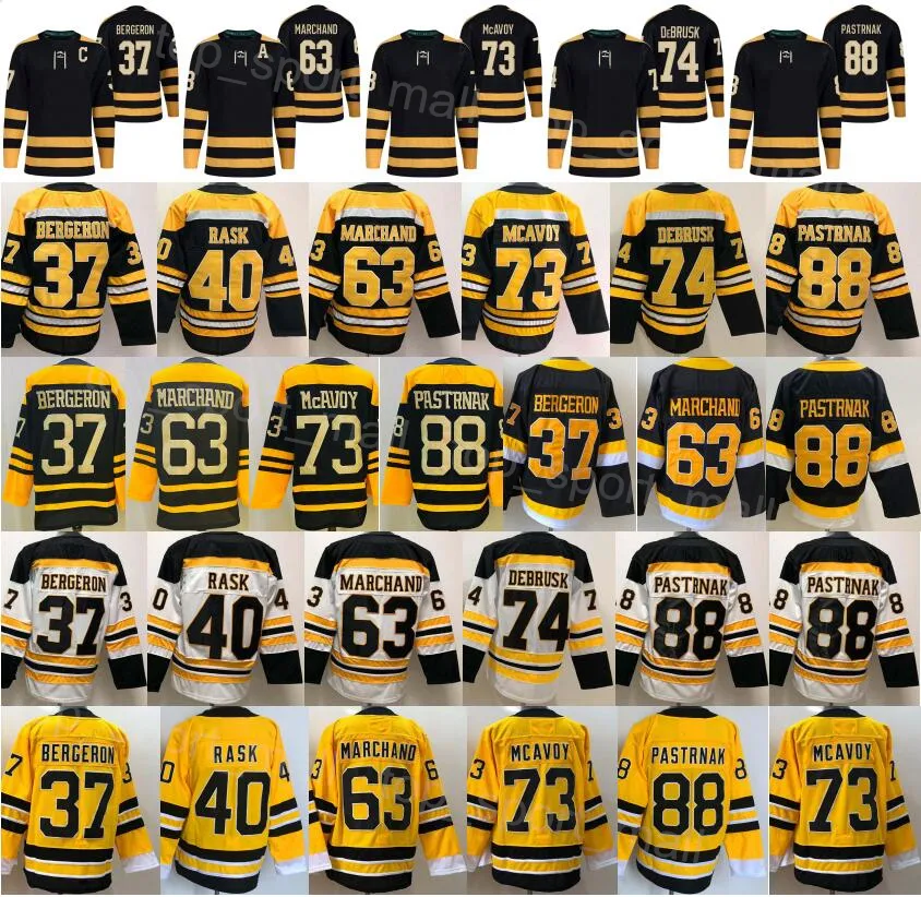 NHL Mens Ice Hockey Jerseys Charlie McAvoy 73, Patrice Bergeron 37 ...