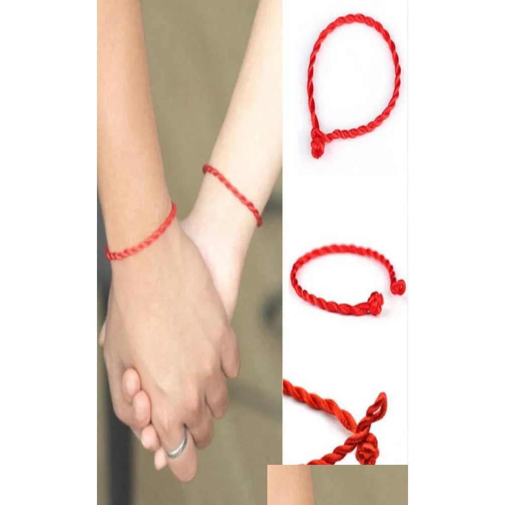 Handmade Lucky Green Ankle Bangles Set Fashion Red Thread String ...