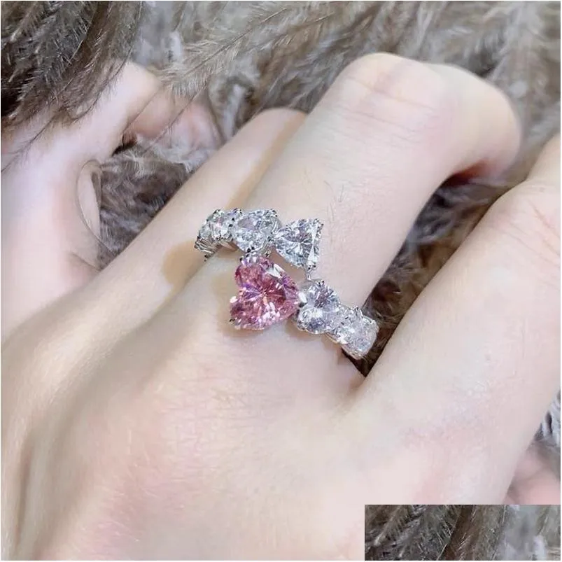 DHgate.com:Pink Heart Shape Zircon Crystal Ring for Women, Luxury ...