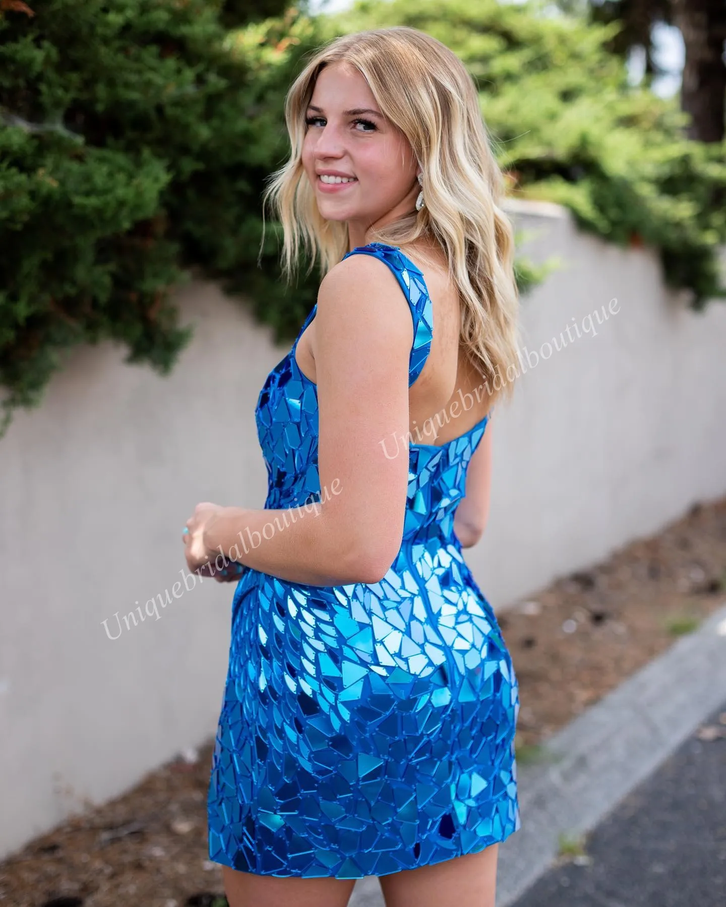 Nye Hoco Drama Graduation Glass Mirror Red Sequin Homecoming Dress 2k24