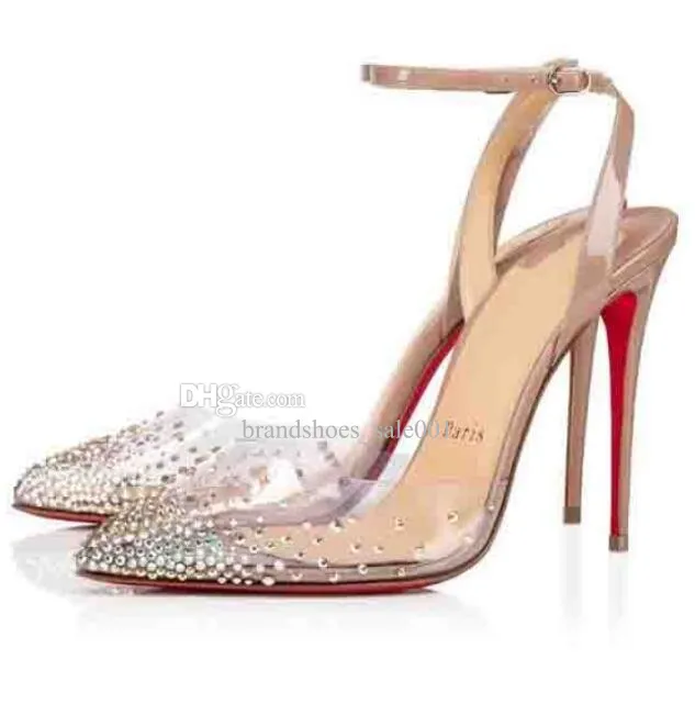 Women Luxury Dress Shoes High Heels Real Leather PVC Gold Tone Triple ...