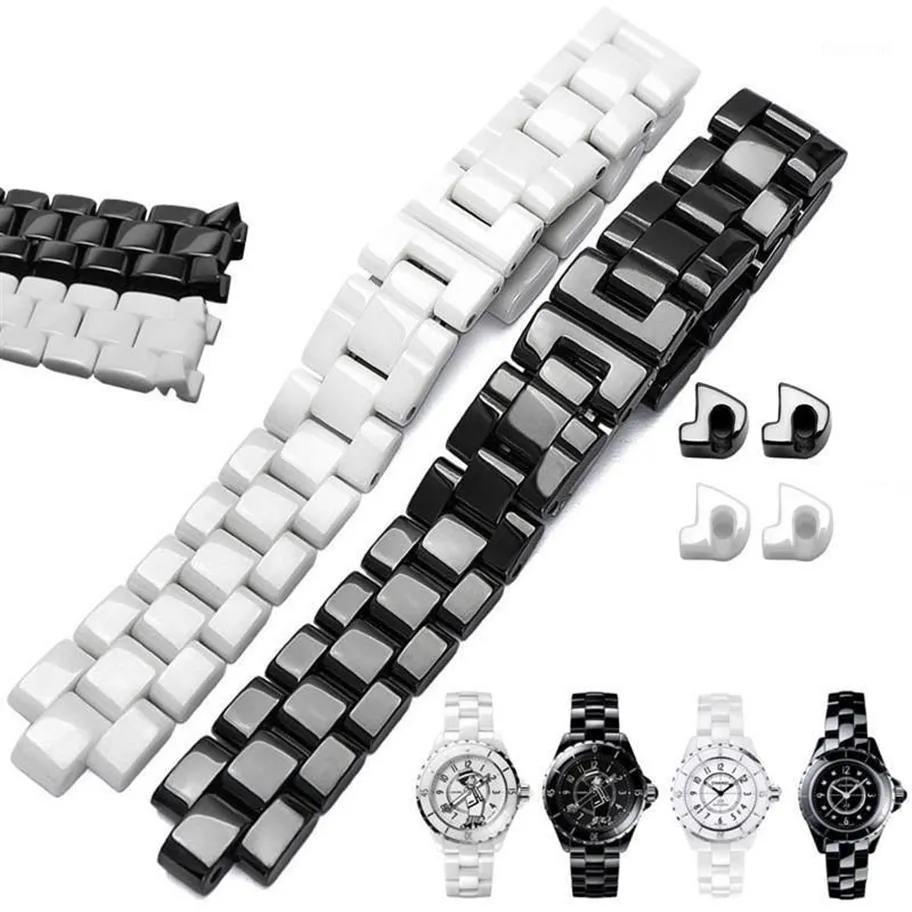 Ceramic Watch Band 16mm 19mm Black/White Replacement Wristbands with ...