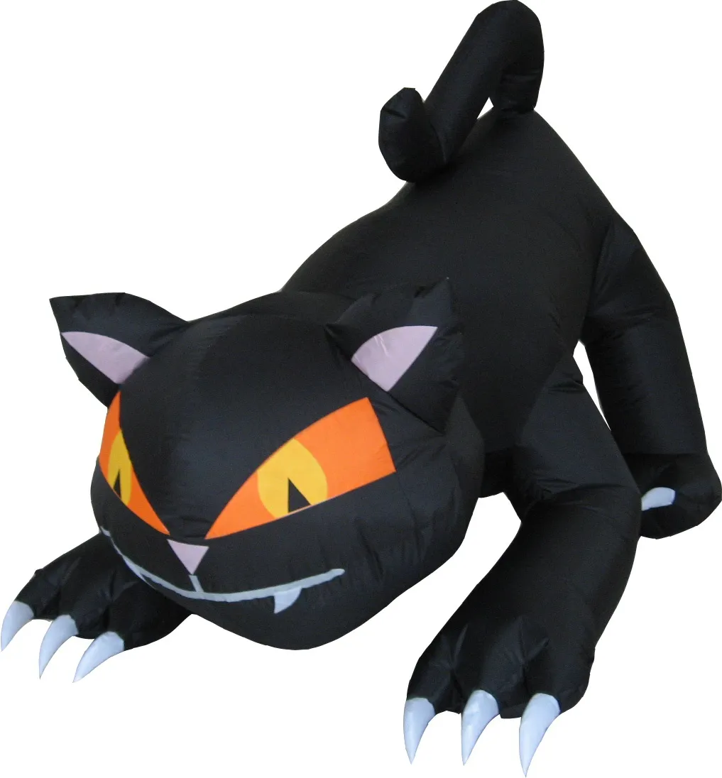 20ft Halloween Inflatable Black Cat - Animated Rotating Head, LED ...