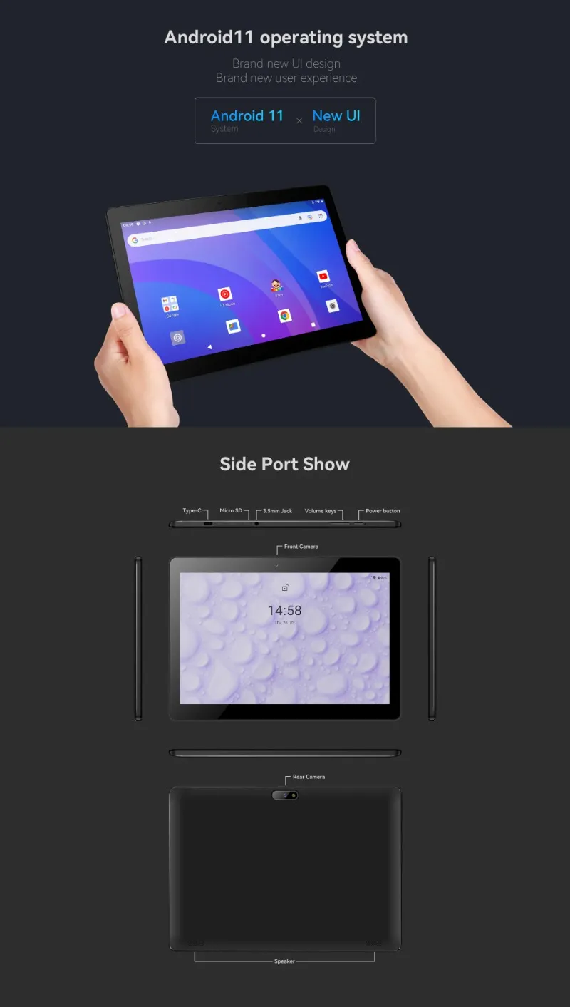 Adreamer LeoPad10 10.1 in Tablet 1280x800 IPS Android 11 Quad Core 2GB ...