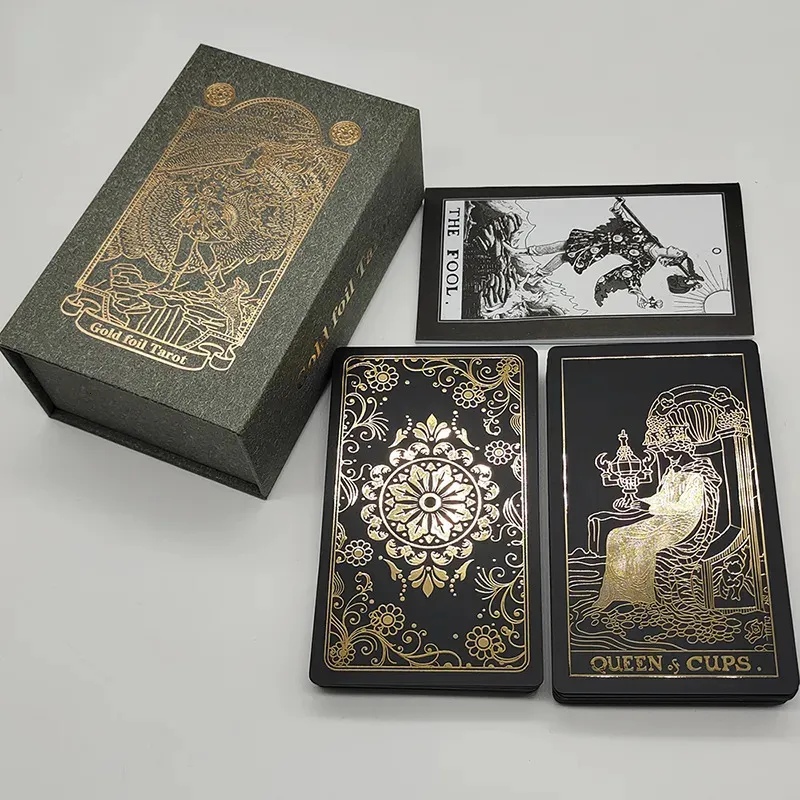 Gold Foil Playing Cards: Black Stamping Art Tarot Deck With Gold Foil ...