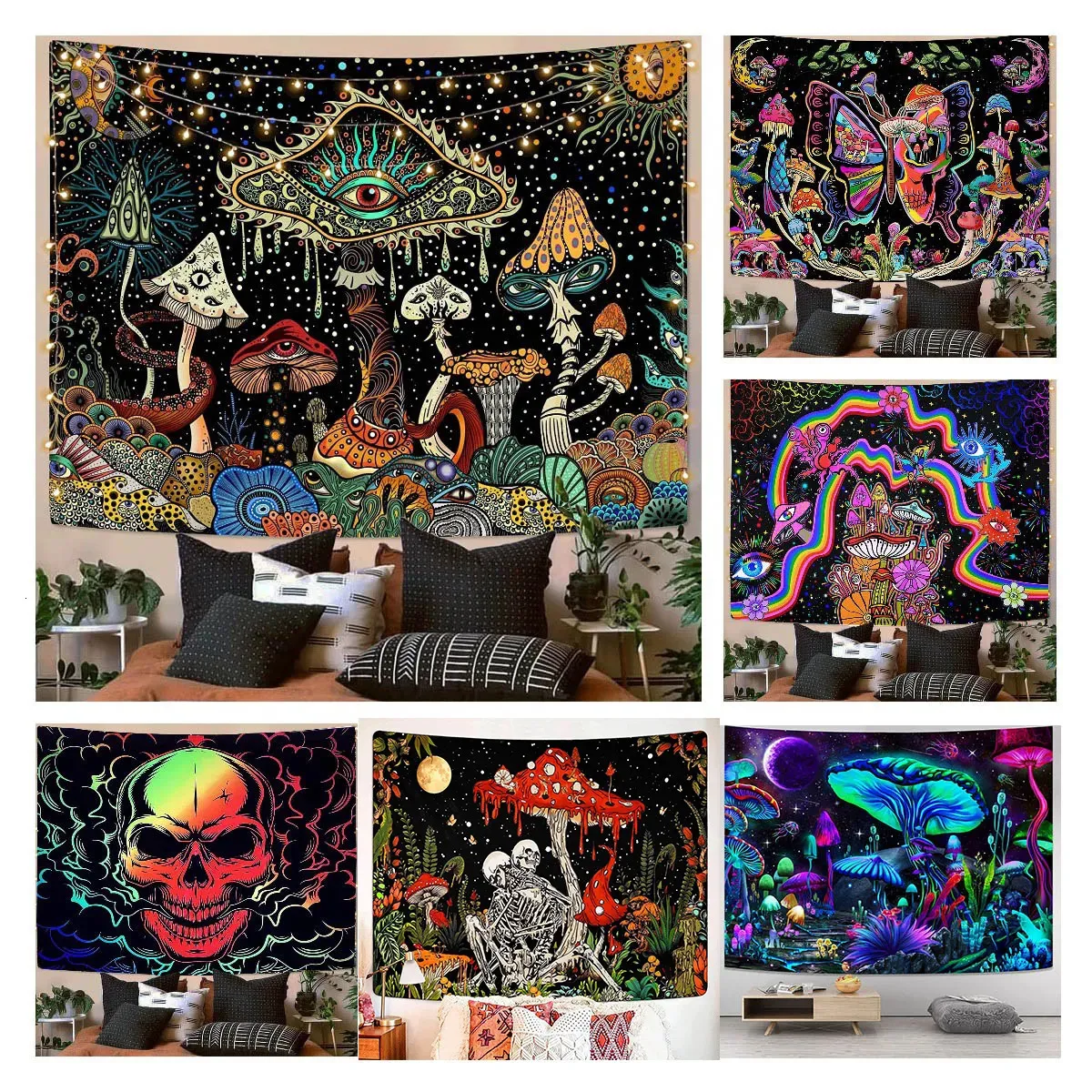 DHgate.com:Boho Tapestry Wall Hanging, Psychedelic Mushroom Tapestry ...