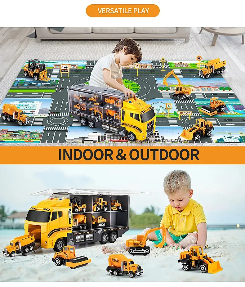 Diecast Model Car TEMI Big Container Transporter Playset With Play Mat ...