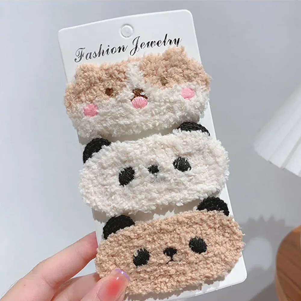 DHgate.com:2024Plush Hair Clips for Kids, Fluffy Cartoon Animal Panda ...