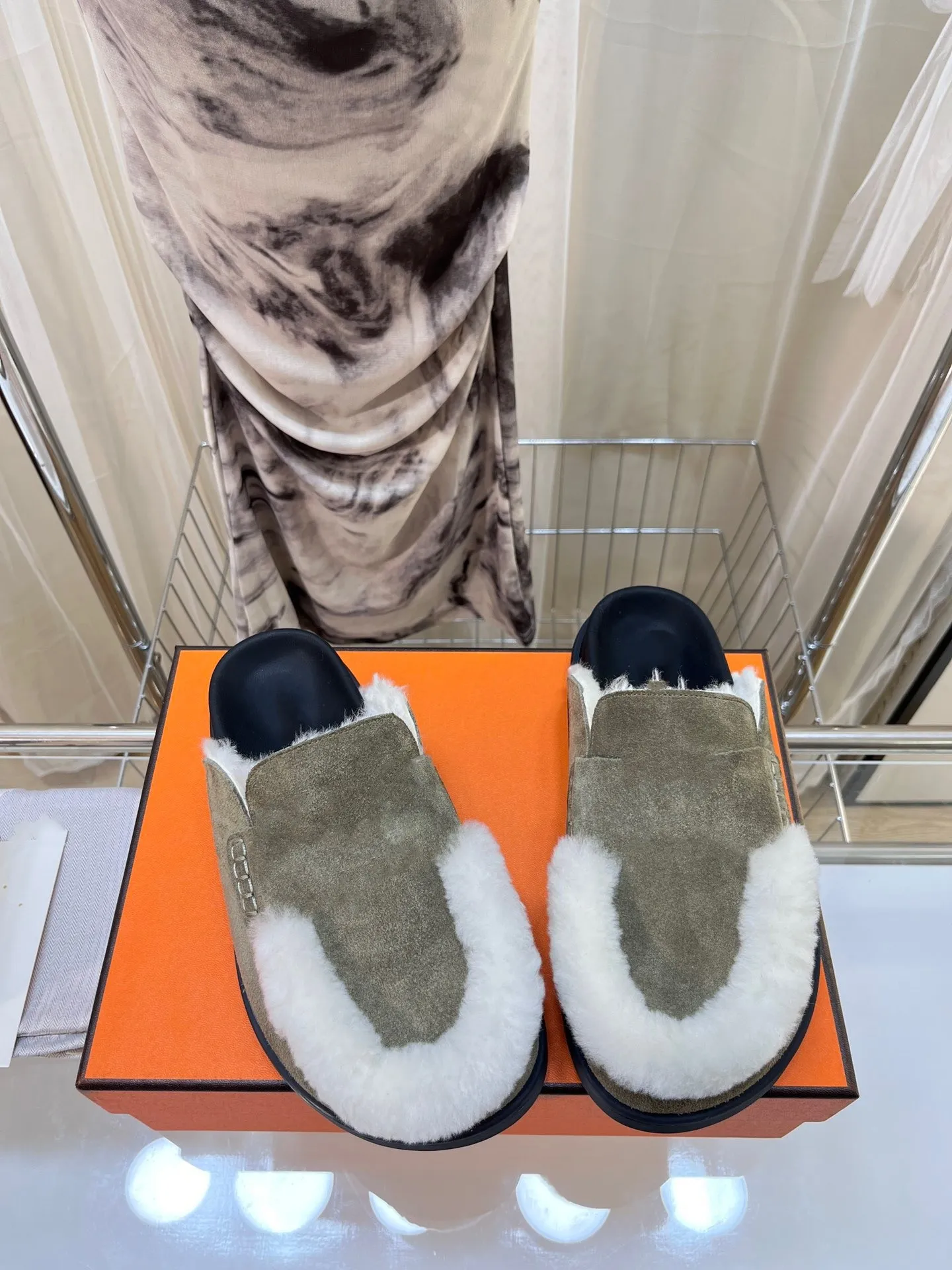 Luxury Designer All Leather Wool Half Pack Oz Muller Slippers Palladium ...