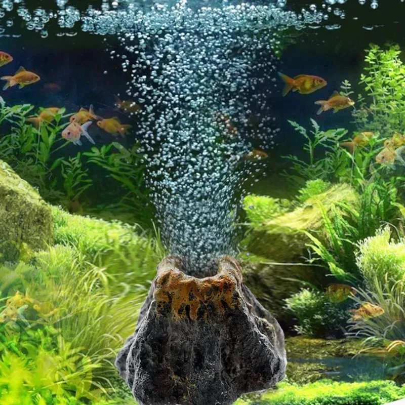 Fish Aquarium Pumps: Decorative Volcano Rockery Aerator with Bubble ...