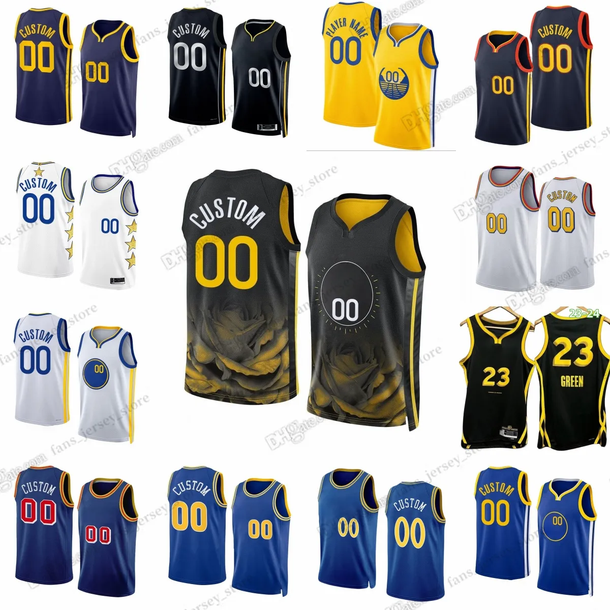 Custom Printed 2023 24 New Season Basketball Jerseys Stephen Curry ...