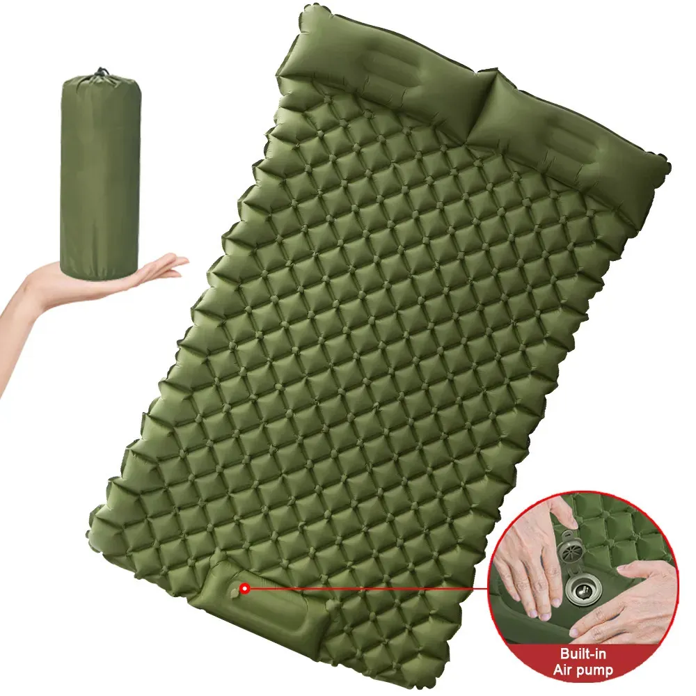 Outdoor Inflatable Sleeping Mat for 2, Waterproof Camping Mattress with ...