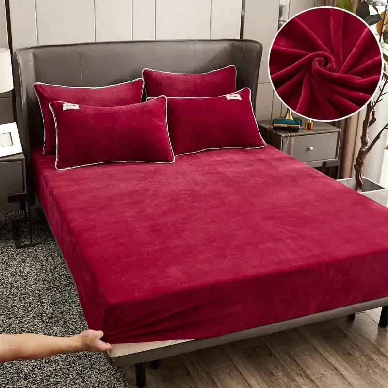 DHgate.com:Winter Coral Fleece Fitted Sheet: Warm Velvet Bedspread for ...