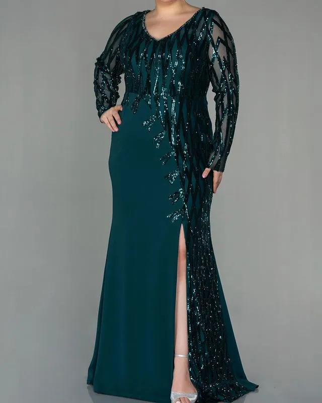 Arabic Satin Mermaid Mother Dress For Wedding With Sequined Lace ...