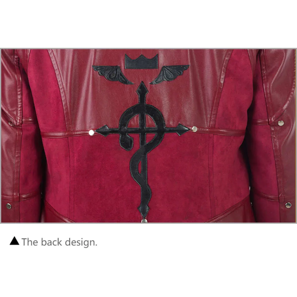 Customizable Red Leather Edward Elric Cosplay Costume With Long Trench ...