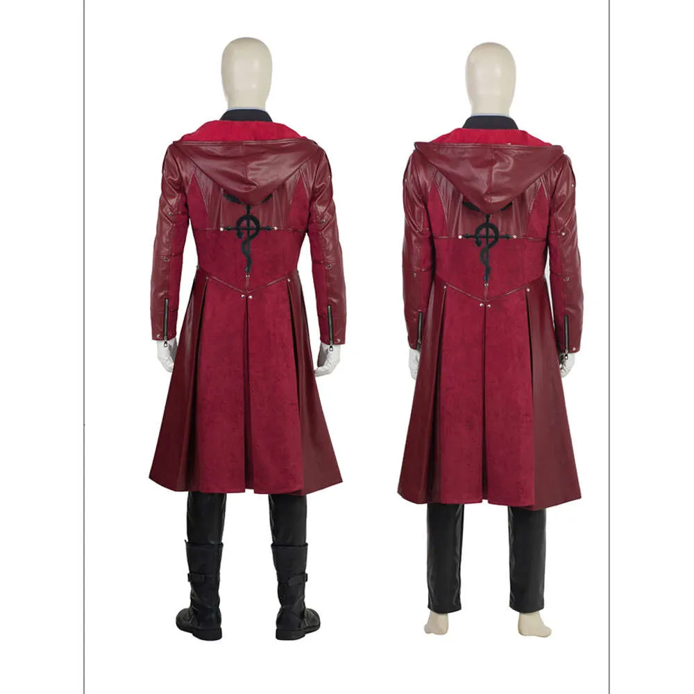 Customizable Red Leather Edward Elric Cosplay Costume With Long Trench ...
