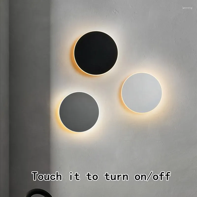 LED Round Wall Lights Indoor With Touch Switch Modern Sconce For Indoor ...