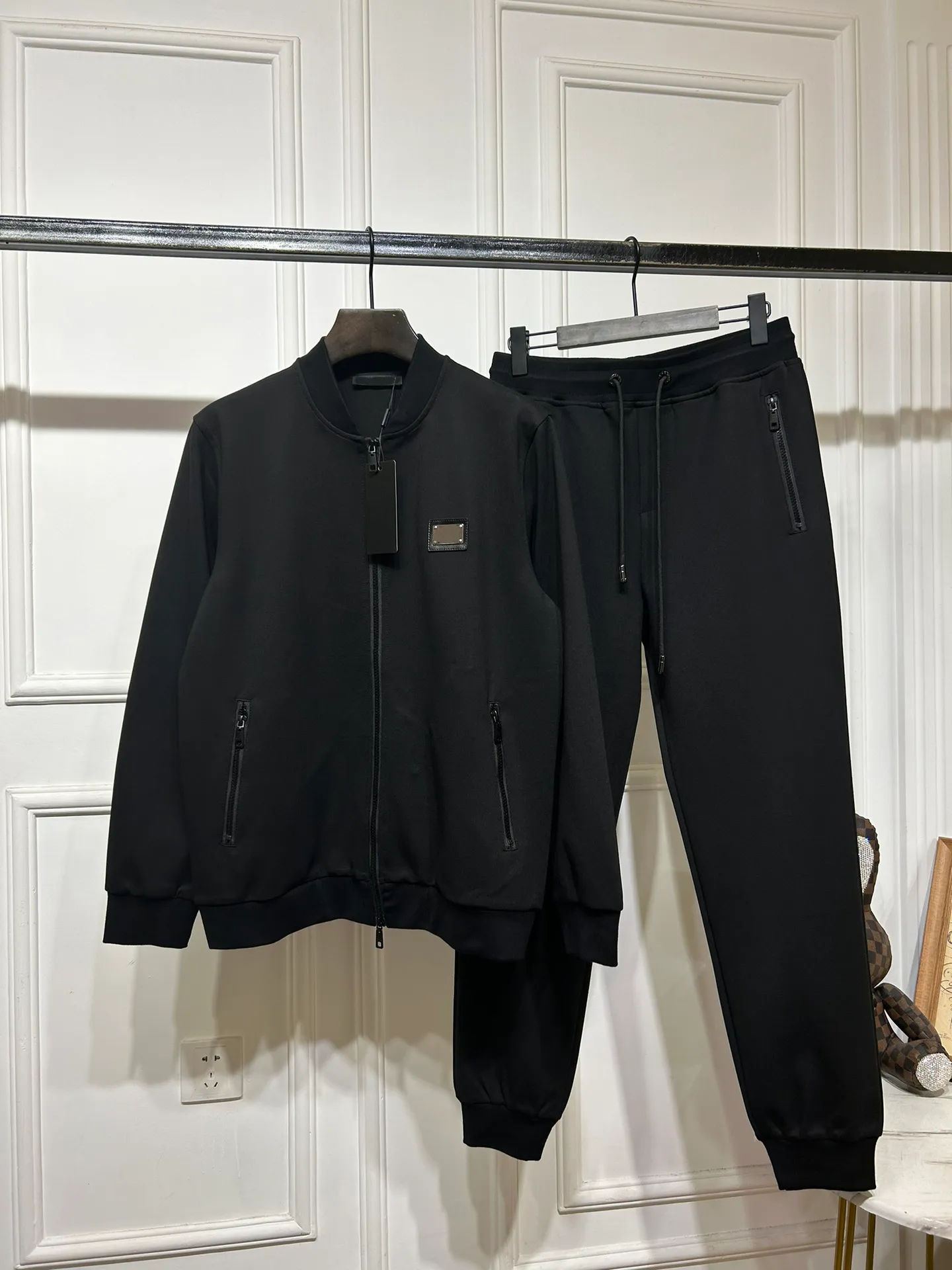 Black Cotton Blend Zipper Cardigan Running Tracksuit For Men, Casual ...