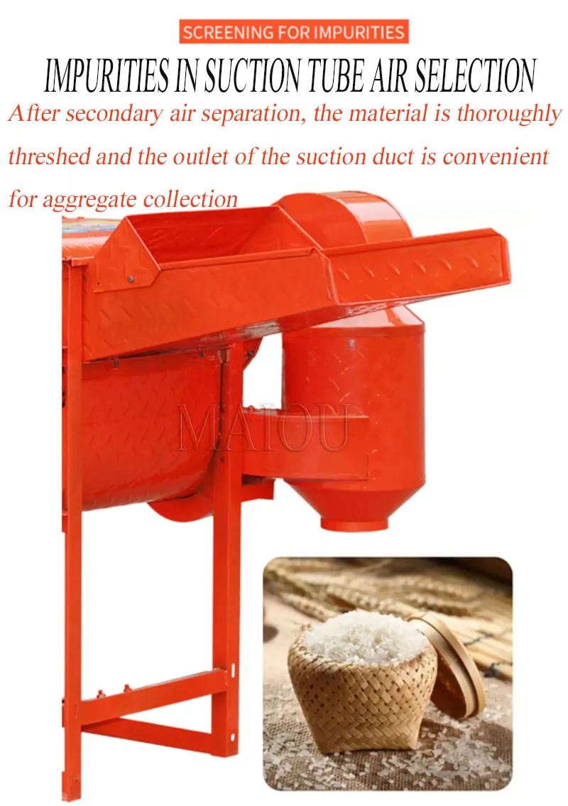 Wheat Threshing Machine 2.2KW 2800 rpm 500-800 kg/h Light Grey ...
