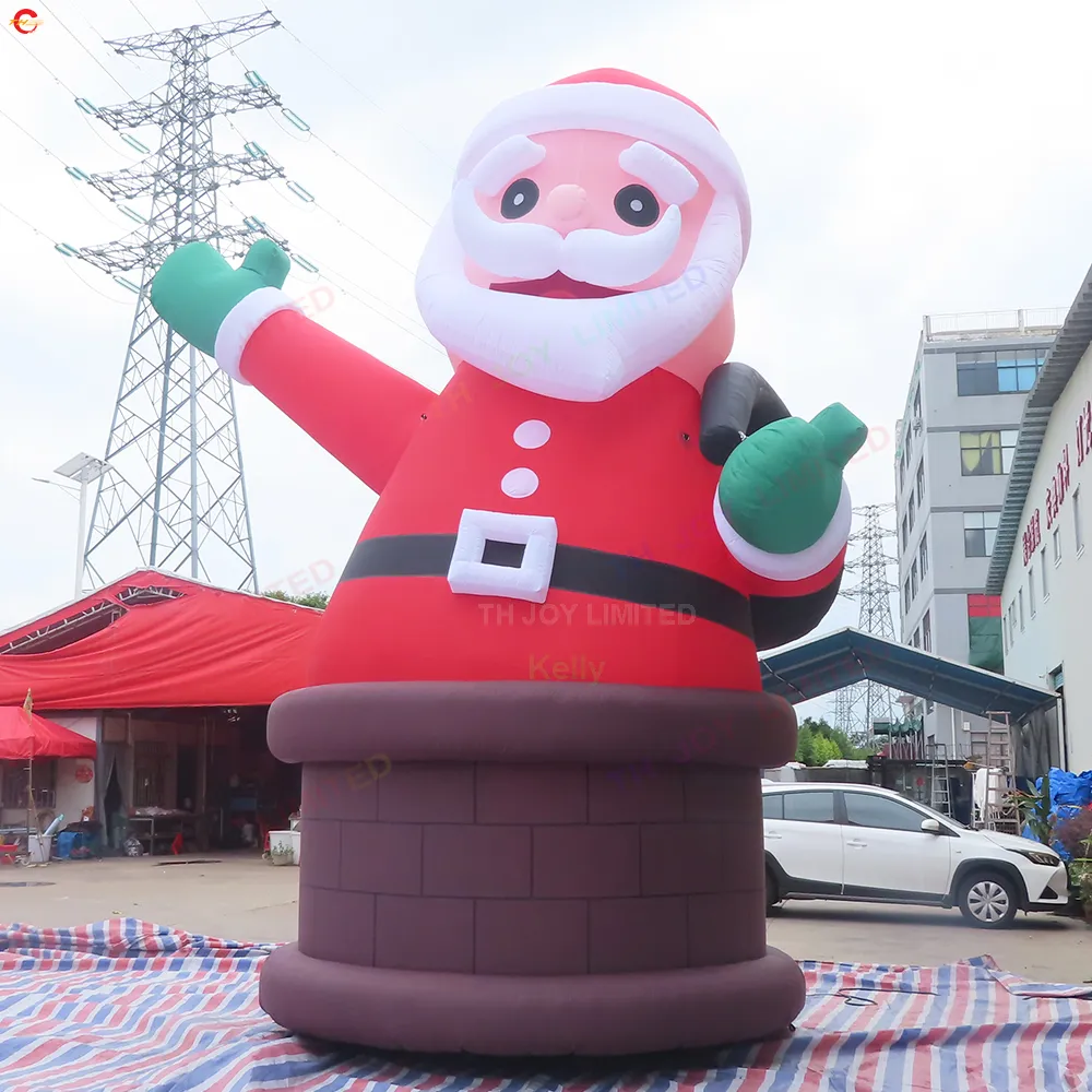 Outdoor Activities 20ft Giant Inflatable Santa Claus On Chimney Xmas ...