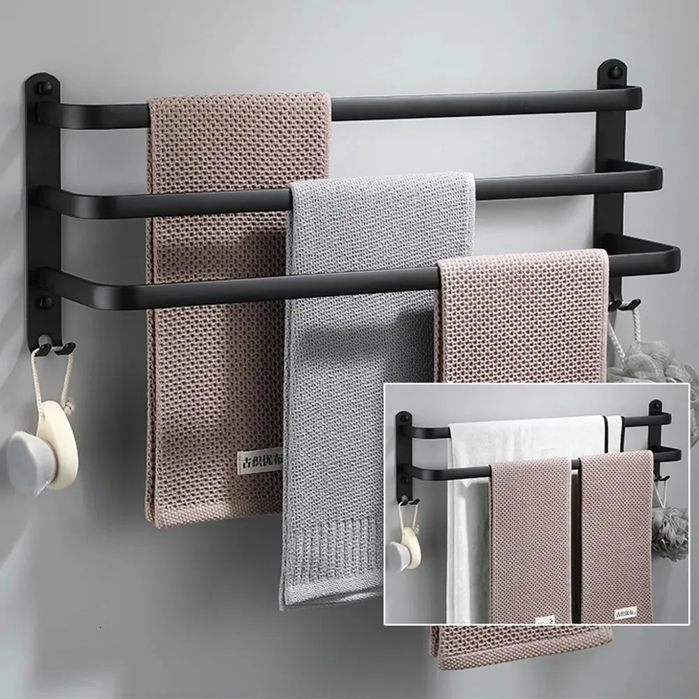 DHgate.com:Multi-Rod Wall-Mounted Towel Rack with Hooks | Space-Saving ...