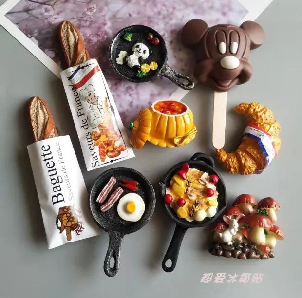 Decorative Fridge Magnets: Continental Bread, Baguette, Chocolate Ice ...