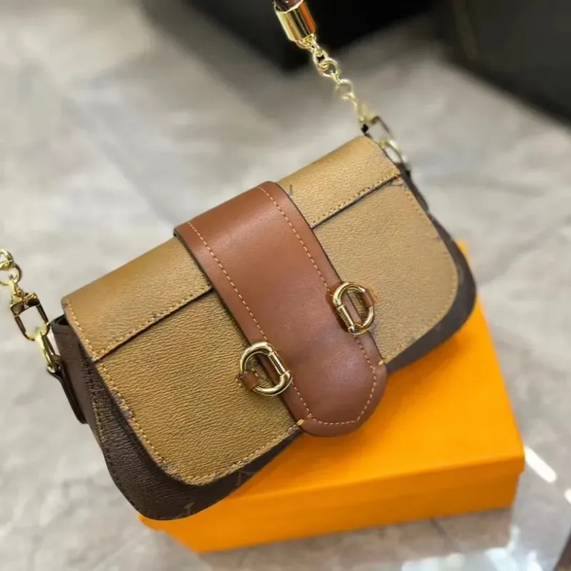 Elegant Leather Shoulder Bag With Chain Strap Chic Crossbody Handbag ...