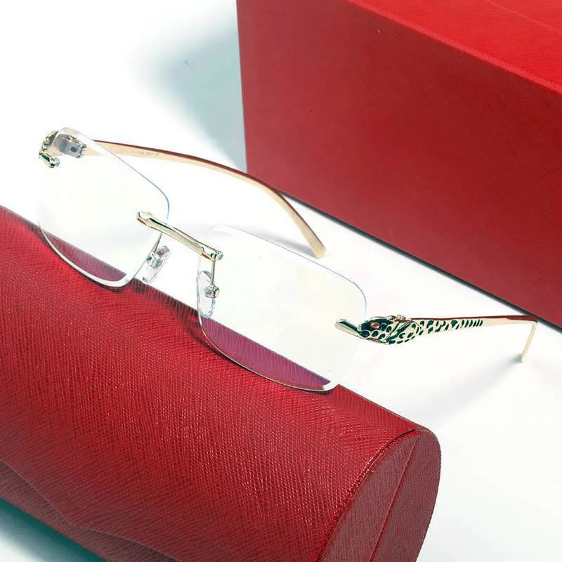 Luxury Designer Rimless Sunglasses Mens For Women And Men Vintage Carti