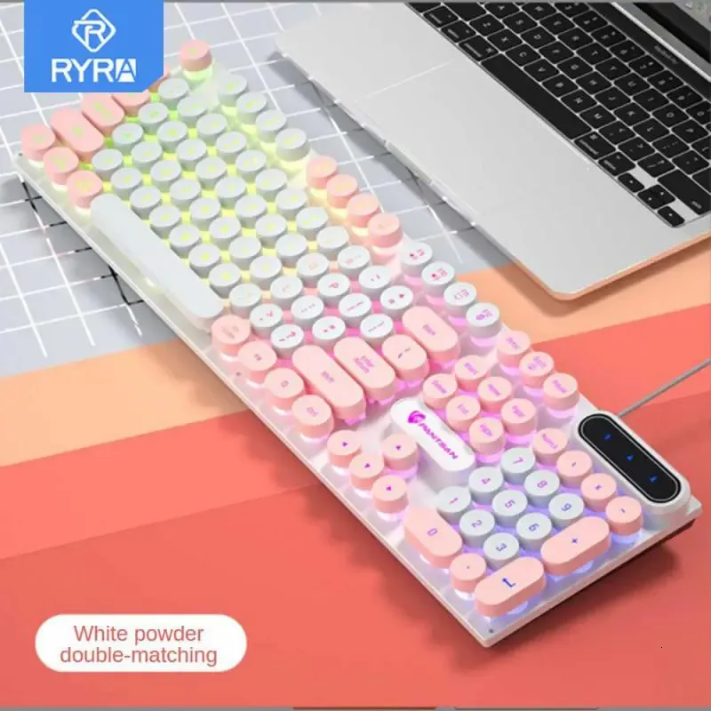 RYRA Retro Punk Gaming Keyboard: RGB Backlit USB Wired Mechanical Feel ...