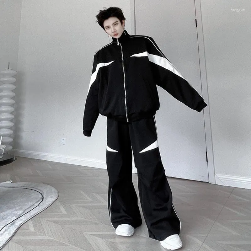 SYUHGFA Men's Stand Collar Tracksuit Set With Sweatshirt And Spliced ...