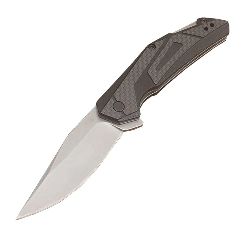 DHgate.com:8Cr13Mov Satin Blade Carbon Fiber/GFN Handle Flipper Folding ...
