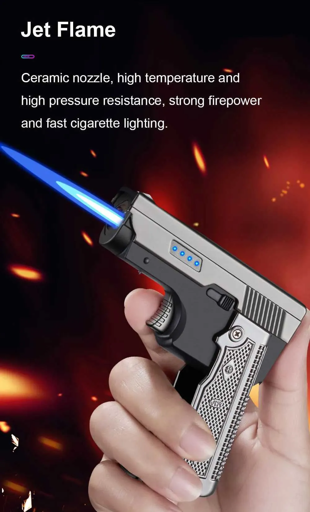 Lighters Unique Folding Pistol Electric Lighter Cool Gadget Type C USB ...
