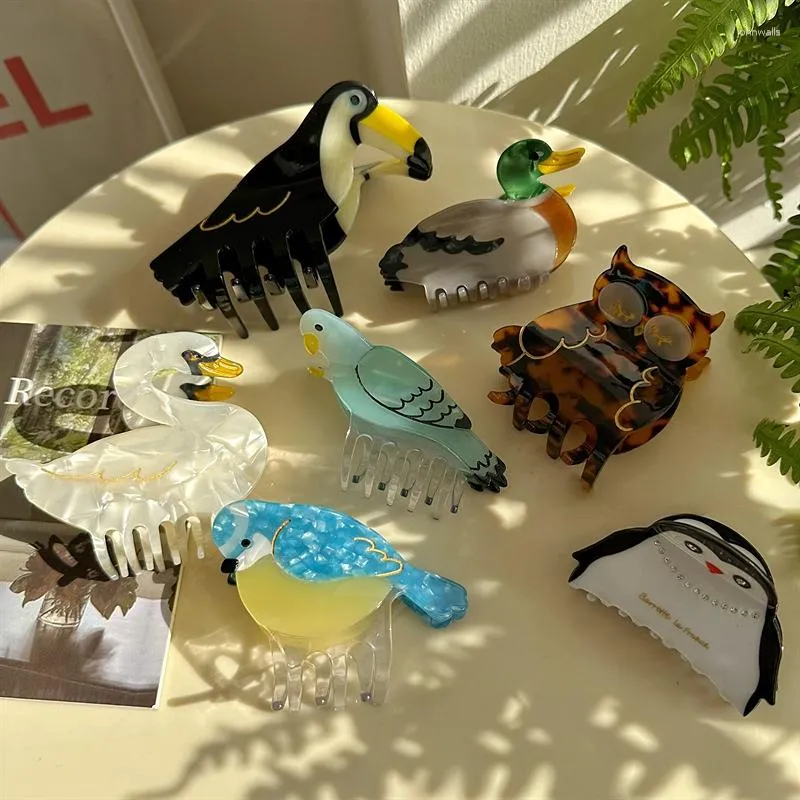 Hair Clips: Cute Cartoon Animals Acetate Claw, Bird, Parrot & Peacock ...
