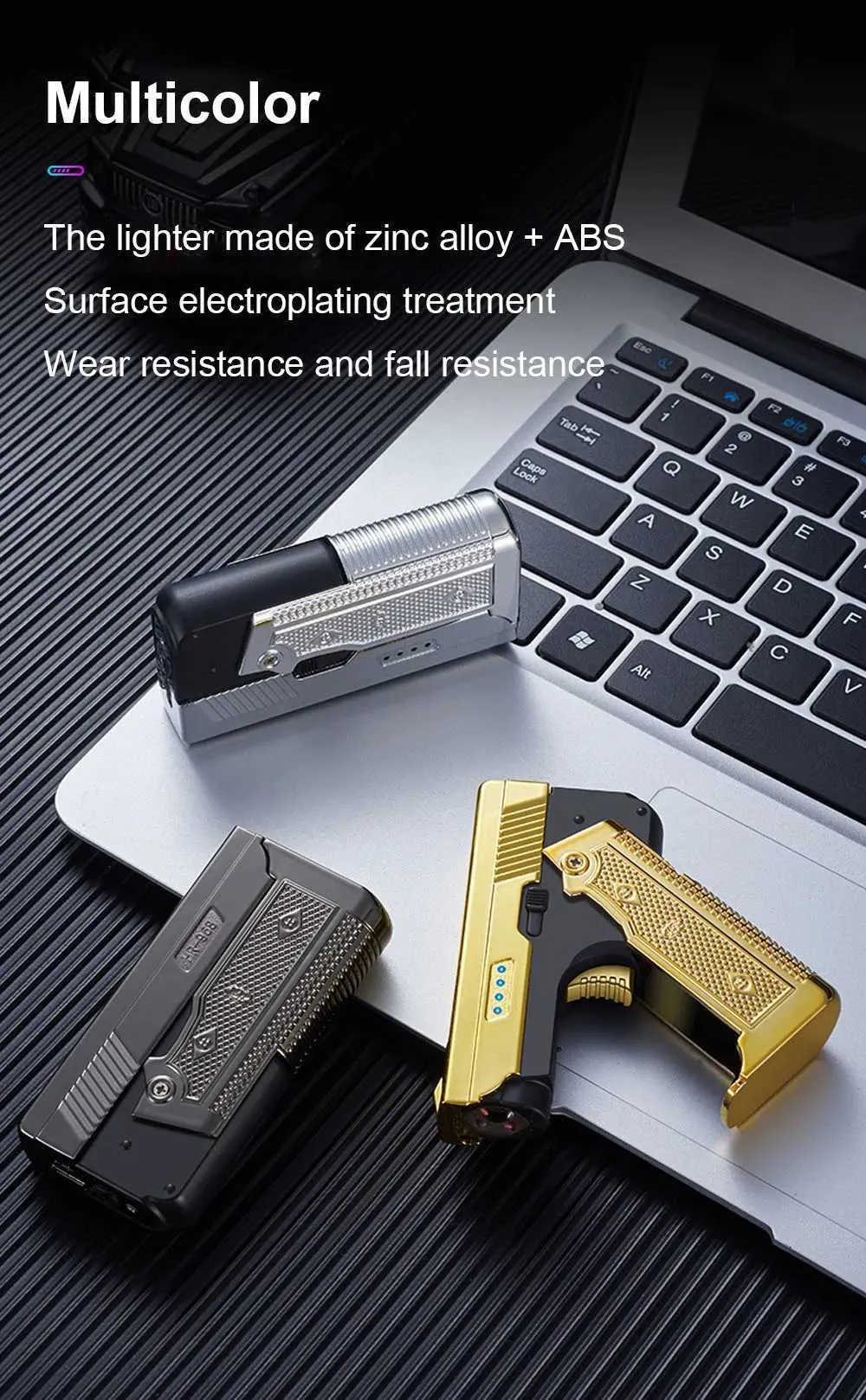 Lighters Unique Folding Pistol Electric Lighter Cool Gadget Type C USB ...