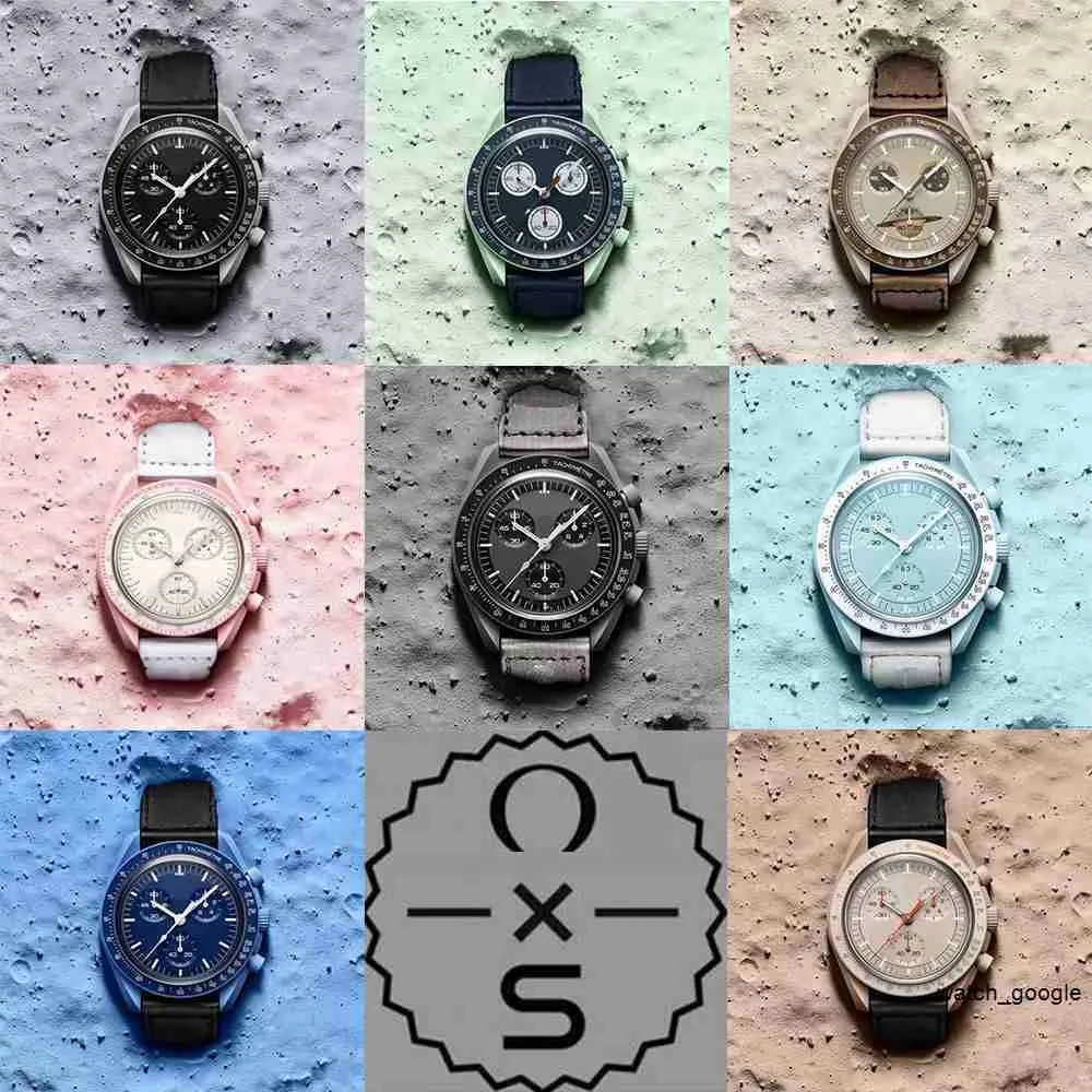 Bioceramic Moonswatch Planet Moon Mens مصمم كامل وظيفة Quarz Chronograph Mission To Mercury 42mm ...