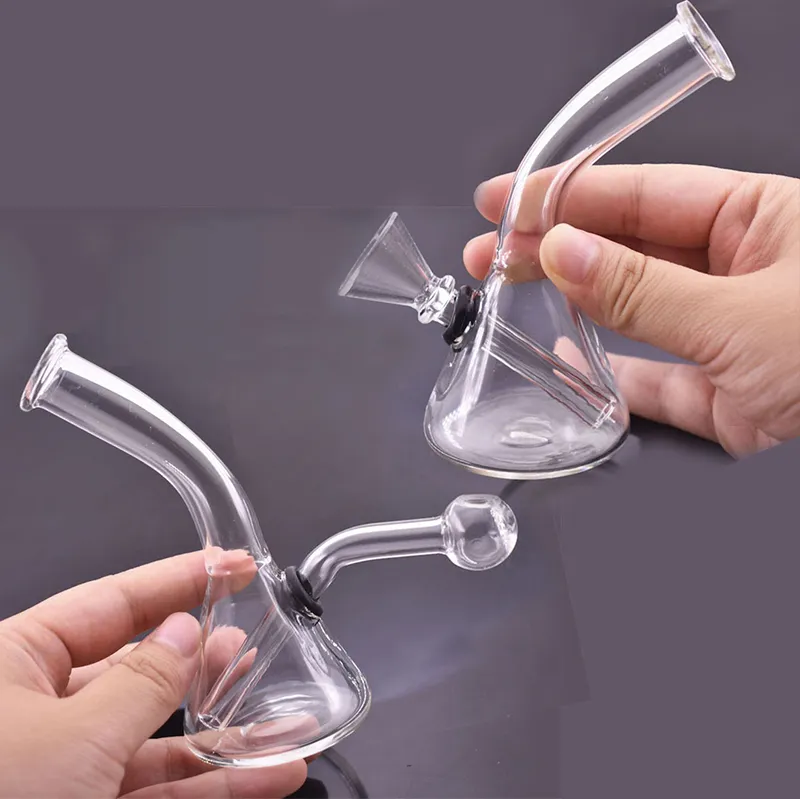 Pocket 4Inch Mini Glass Beaker Bongs With Replaceable Oil Burner Pipe ...